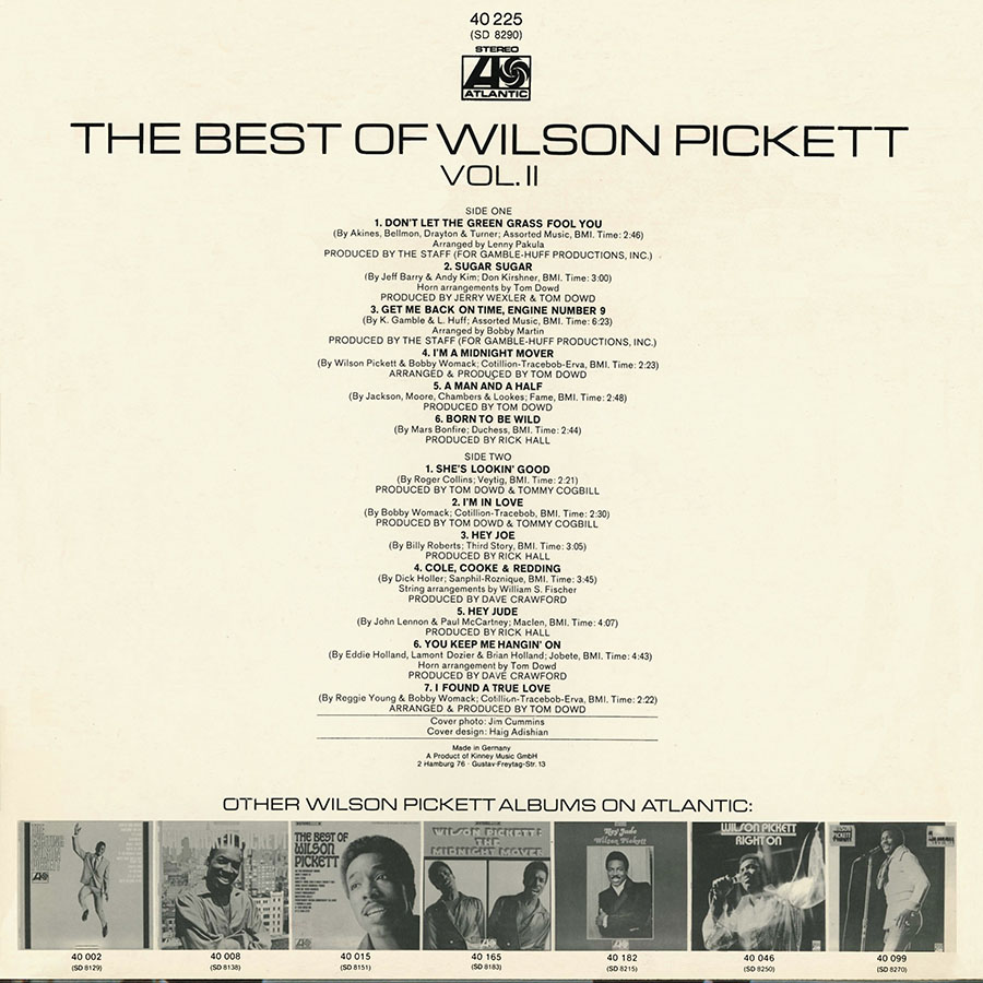 Wilson Pickett LP The Best Of Wilson Pickett Vol.II label Atlantic Records # 40 225 (SD 8290 ...