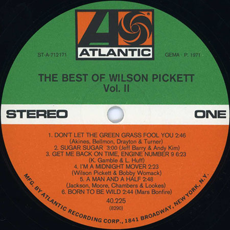 Wilson Pickett LP The Best Of Wilson Pickett Vol.II label Atlantic Records # 40 225 (SD 8290 ...