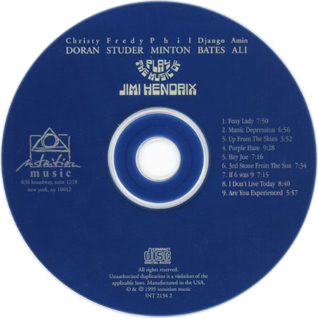 Doran, Studer, Minton, Bates and Ali CD Play the music of Jimi Hendrix