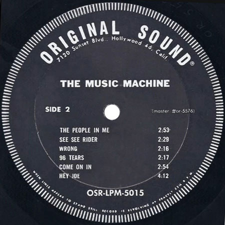 Music Machine LP Turn On The Music Machine label Original Sound, USA, 1966